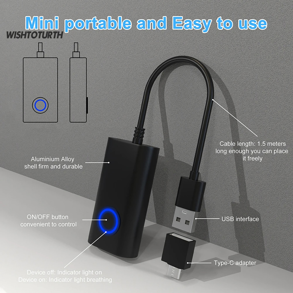 ☼WT Usb Mouse Mover Hid Mouse Simulator Usb Type-c Mouse Jiggler Dual ...