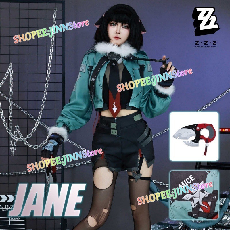 - JINN - ZENLESS ZONE ZERO Cosplay JANE DOE Cosplay Costume Uniform Wig ...