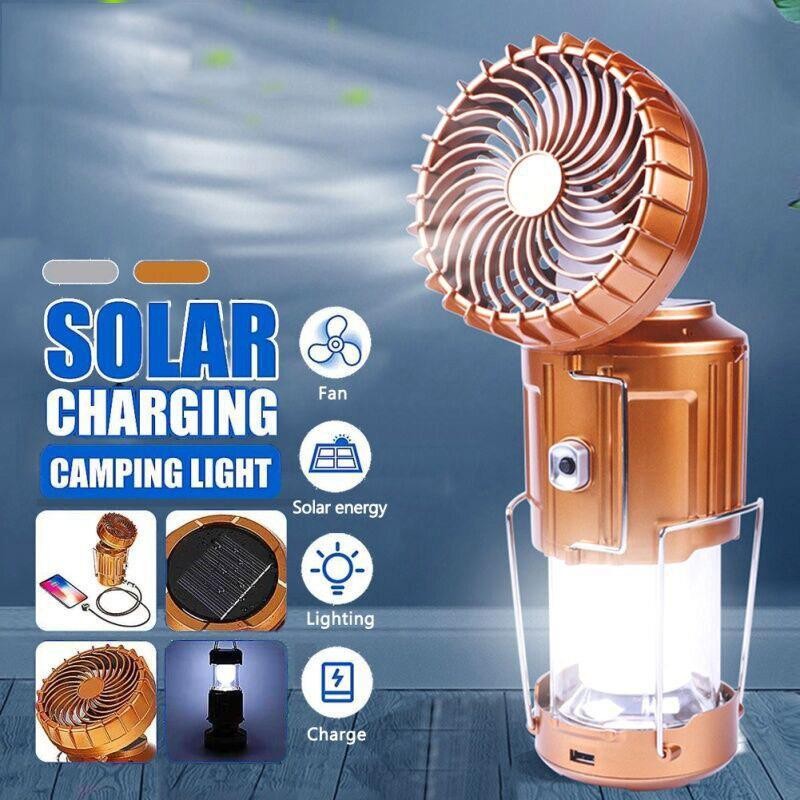 3-in-1 Solar Camping Light & Fan | Portable & Rechargeable | Hanging ...