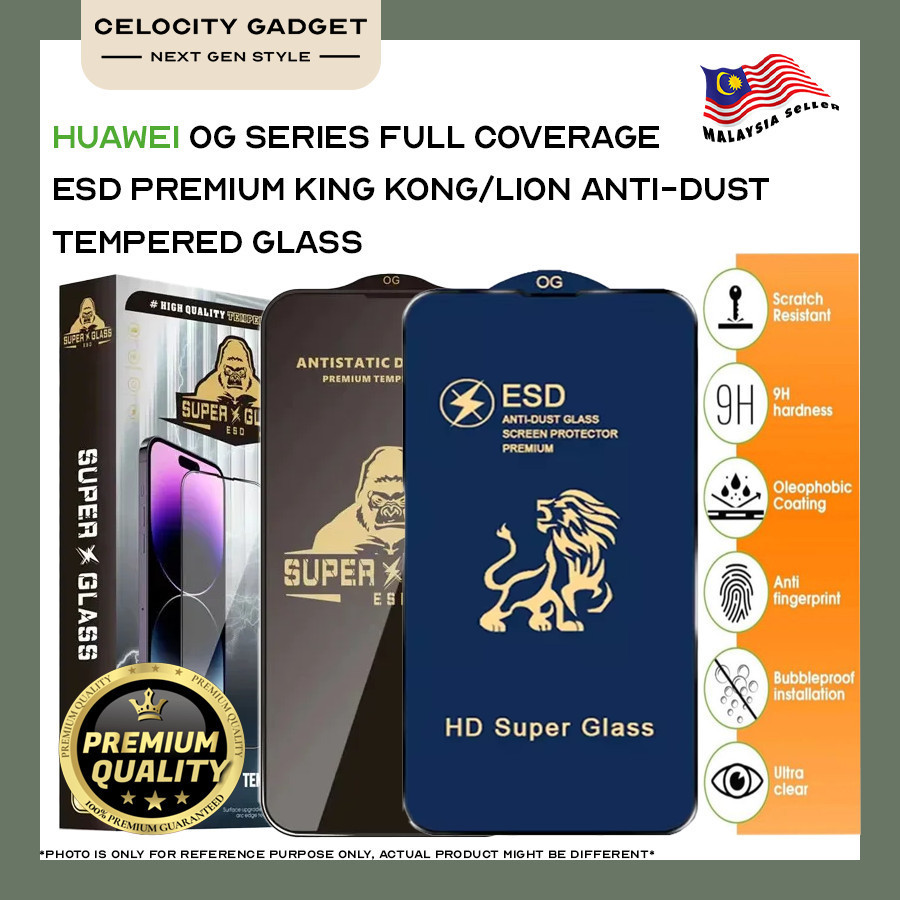 Huawei Mate50 P30 Y7A Y9s Y9Prime Y92019 Lion/King Kong ESD Anti Static Premium Tempered Glass ...