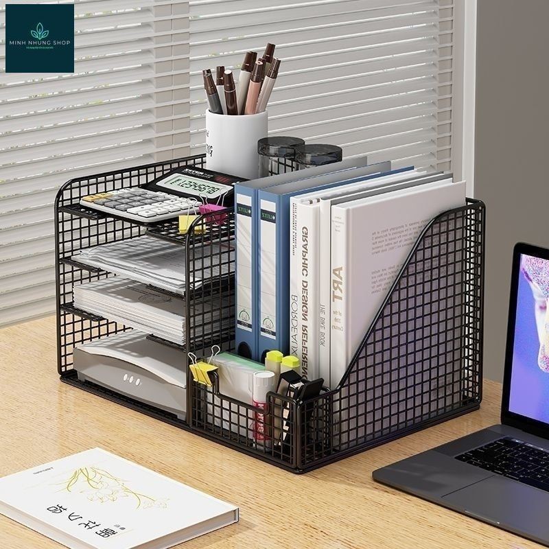 Desktop Bookshelf, Multi-compartment Office Document Shelf, High-end ...