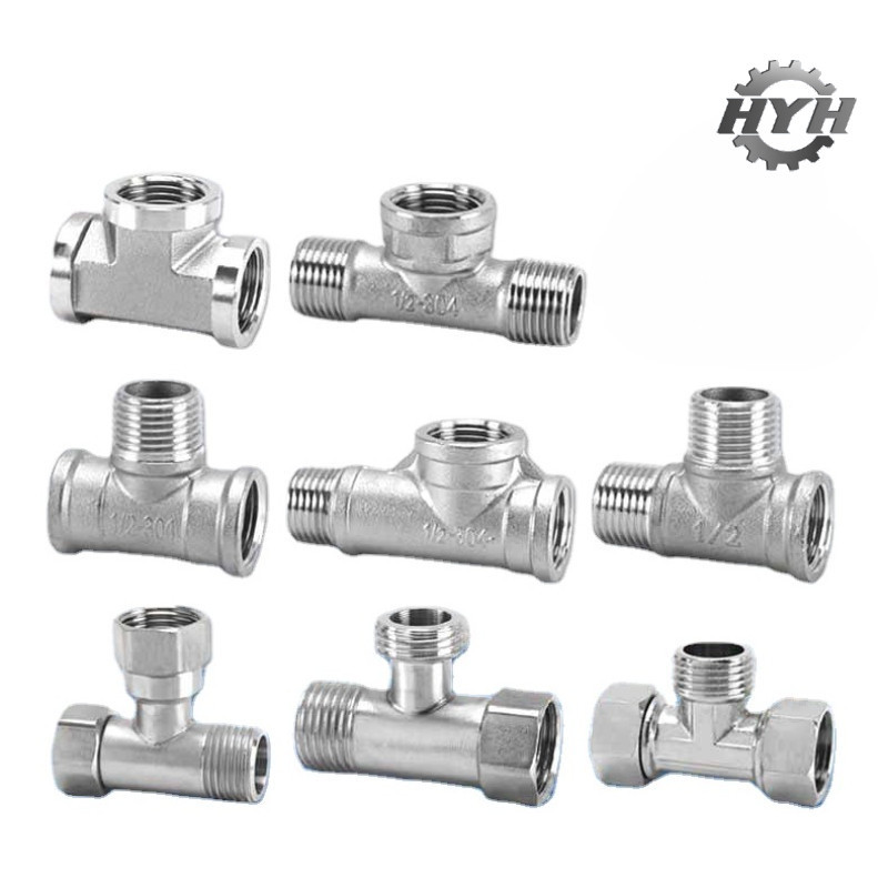 [HYH] 304 Stainless Steel Tee Joint Inner Outer Wire Flexible Joint One In Two Out Gas Water ...