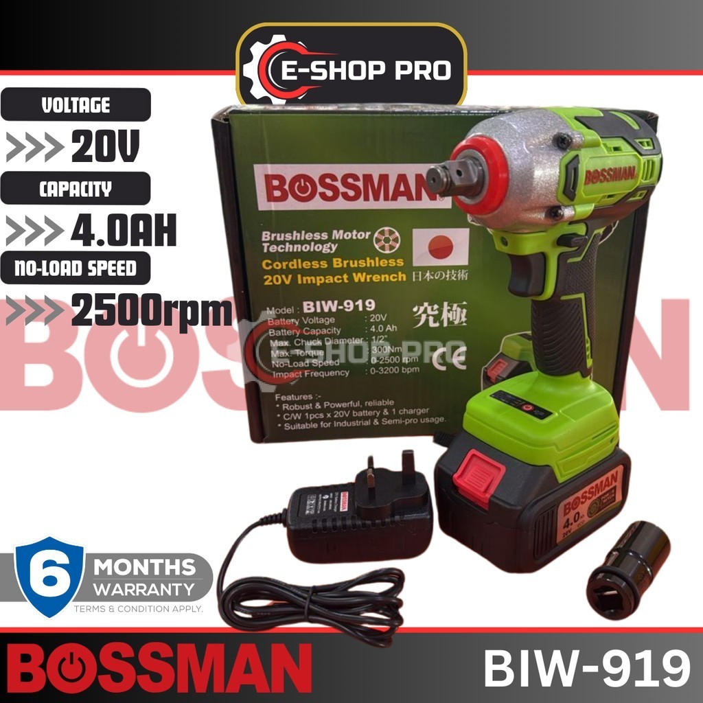 BOSSMAN BIW-919 20V 4.0AH SEPANA IMPAK BATERI CORDLESS IMPACT WRENCH | Shopee Malaysia