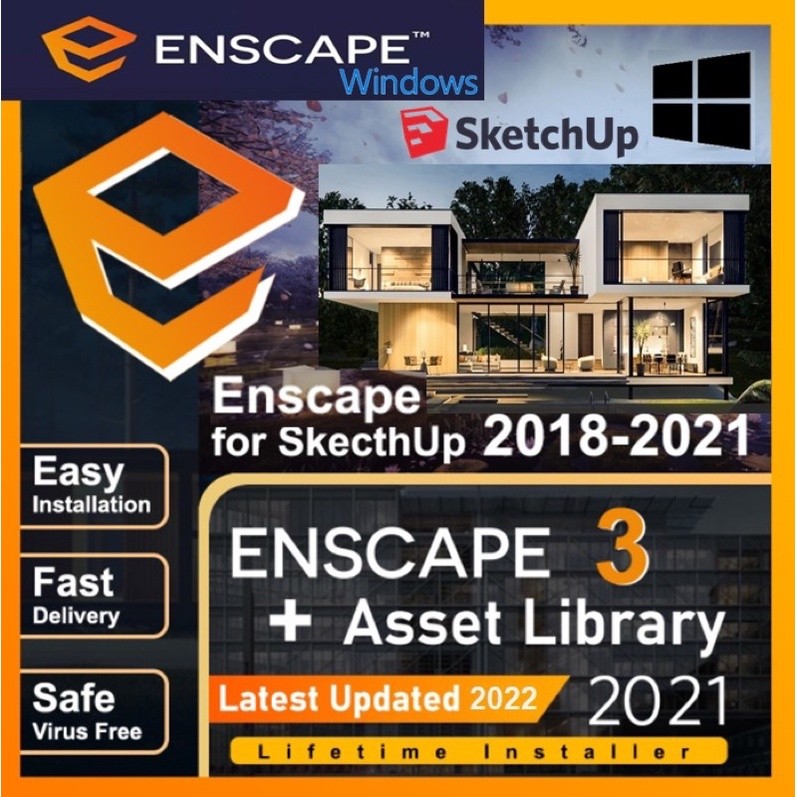 【rm1 Offer】enscape 3 Lifetime Full Version - Windows 64bit Sketchup 