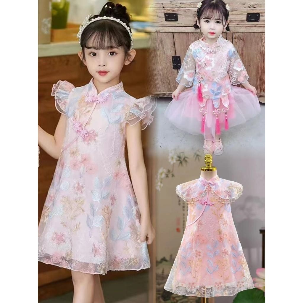 [1-11y] Traditional CNY costume 2-pc cheongsam Hanfu Tang dress, girl ...