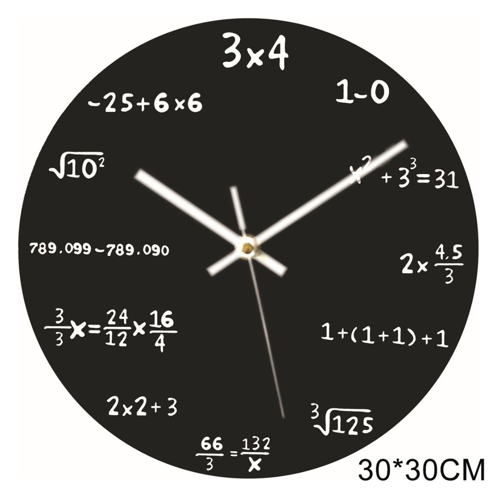Creative Mathematic Wall Clock 30cm Math Formulas Student Glass Clock ...