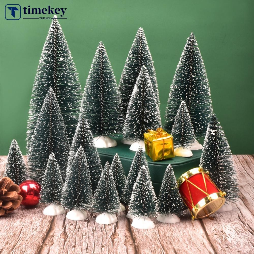 TIMEKEY Mini LED Christmas Tree Sisal Silk Cedar Small Xmas Tree For ...