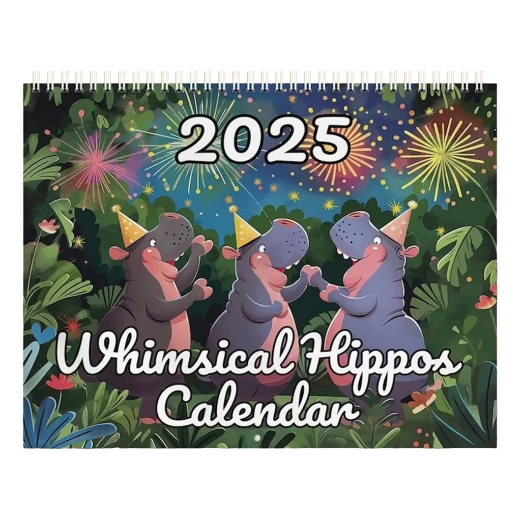 Mu Deng Calendar Cute Animal Calendar 2025 Cute Hippo Desktop Calendar ...