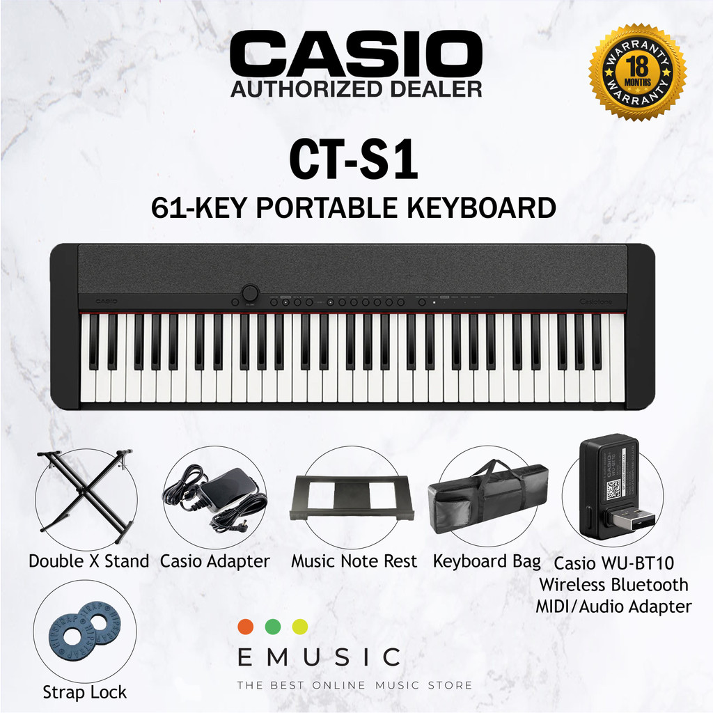 Casio CT-S1 61-key Portable Keyboard with X Stand and Keyboard Bag ...