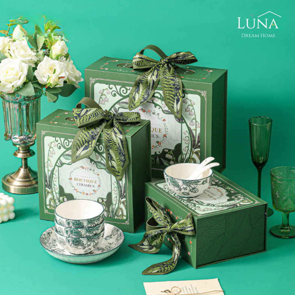 LUNA [Rosie Dinnerware Gift Set] Ceramic Food Plate Tableware Household ...