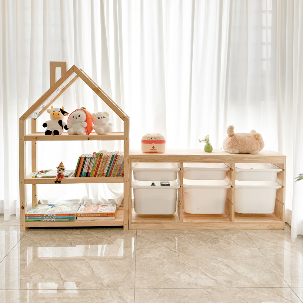 Rak buku bayi rak simpanan mainan Montessori bilik kanak-kanak rak ...