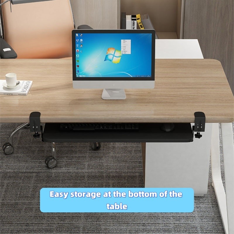 Keyboard Sliding Board Tray Mouse Holder Clamp Extension Bracket Under ...