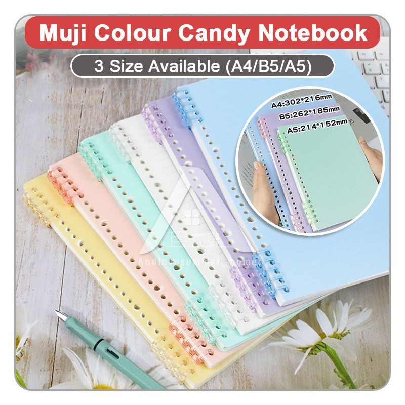 【𝗔𝗦𝗛】FULL SET【120 pages🔥 A5/B5/A4】Muji Colour Candy Notebook Coil ...
