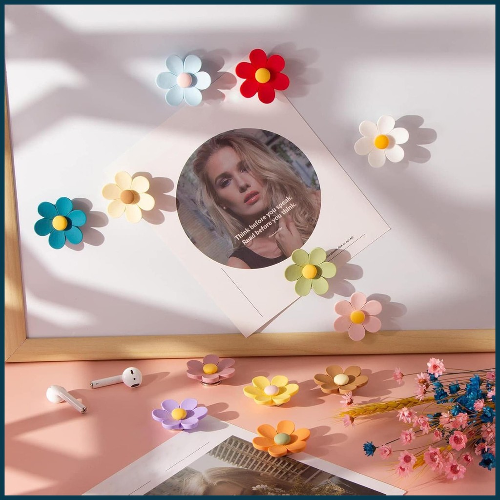 Magnetic Flowers Whiteboard Decoration Magnets Set of 10 Cute Colorful ...