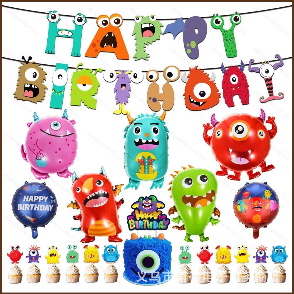 SQ2 Alien virus monster Theme kids birthday party decorations banner ...