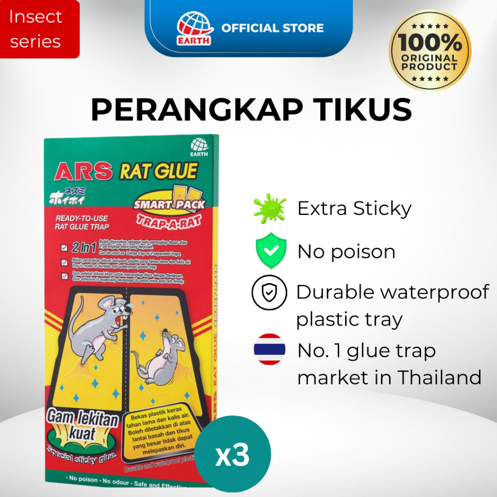 3 Pack x 2 Pcs ARS Rat/Mouse Glue Trap Smart Pack-P elekat Tikus | Shopee Malaysia
