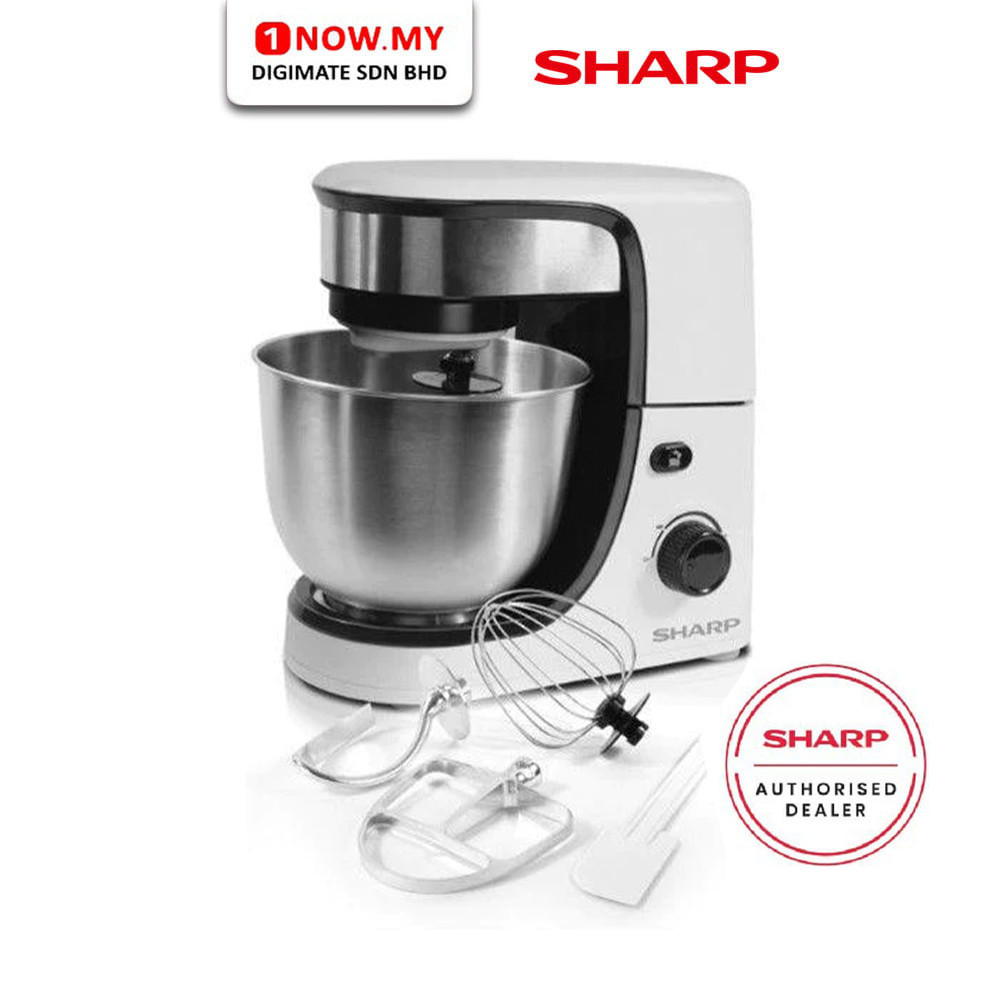 SHARP 4L Stand Mixer EMS80WH | Stainless Steel Bowl 5 Speeds Versatile ...