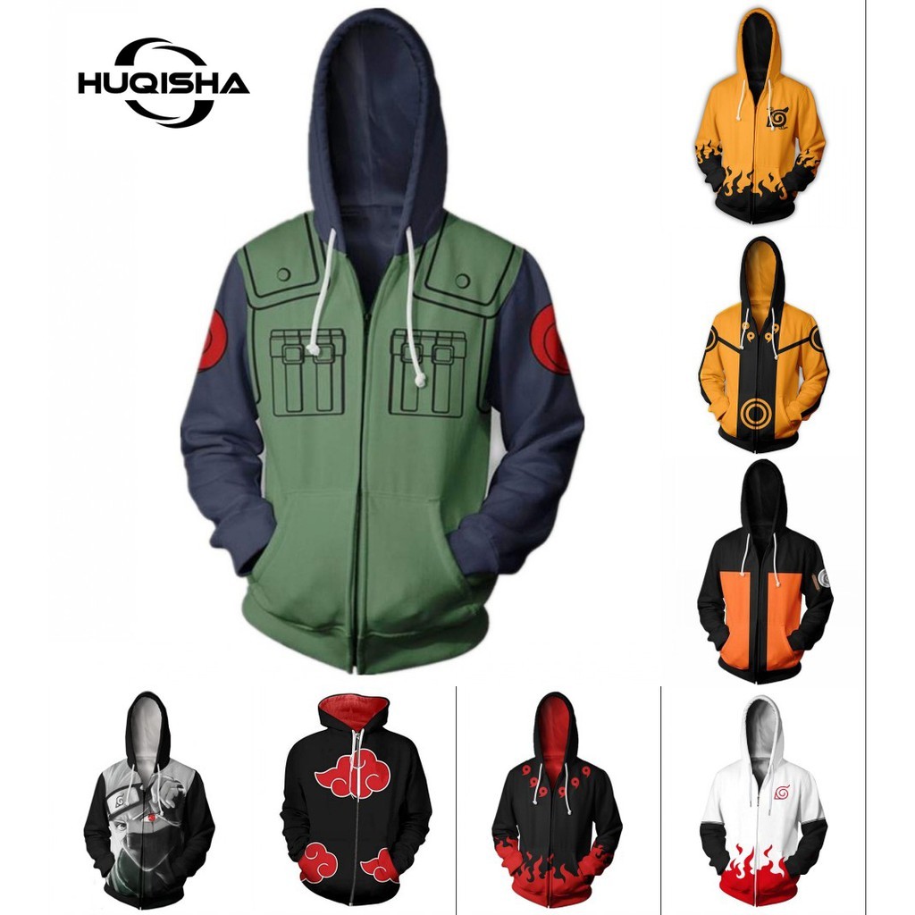 Hot Anime Naruto 3D Zip Jackets Cosplay Costumes Men Hoodies ...