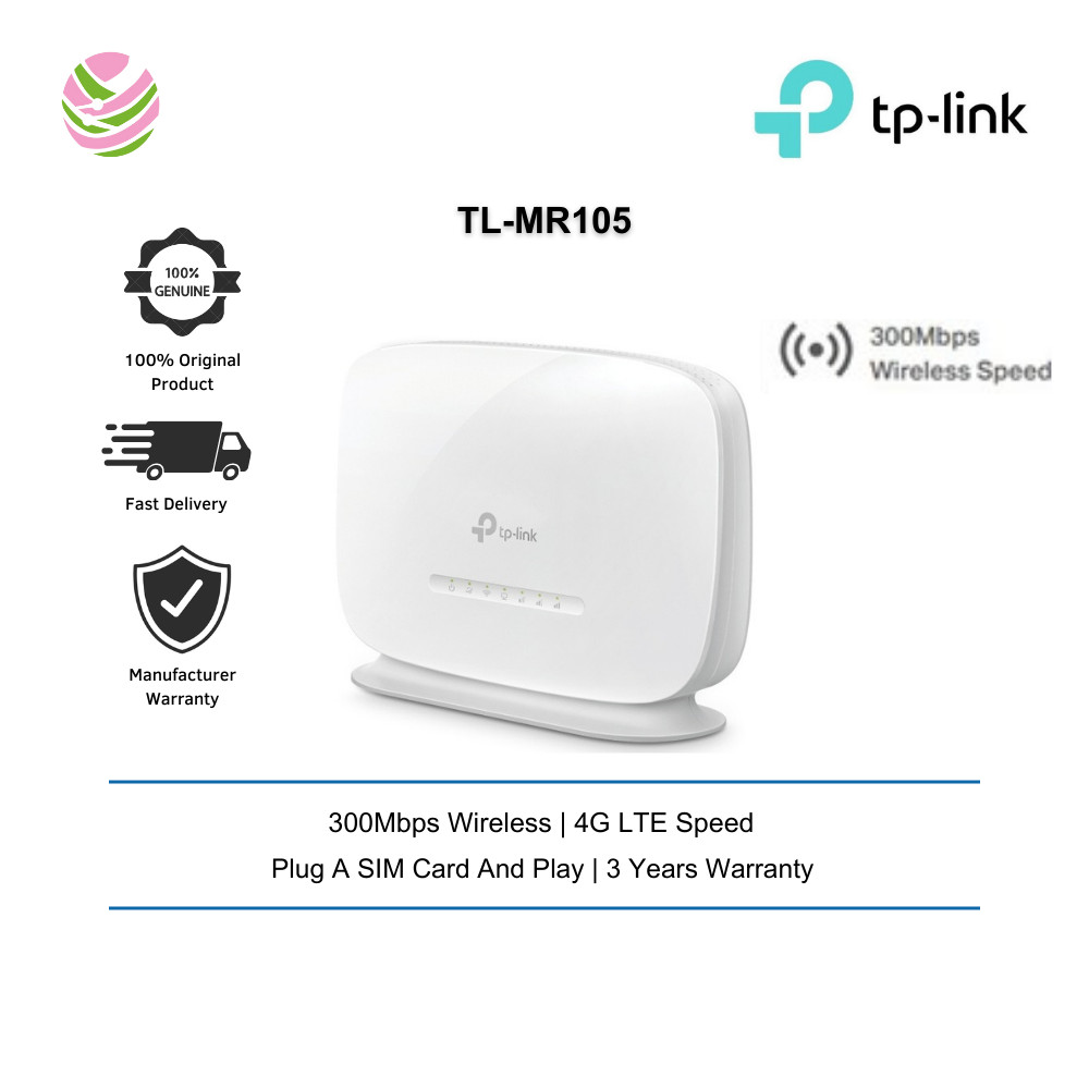 TP-Link TL-MR105 300 Mbps Wireless N 4G LTE SIM Card Router MOD Modem ...