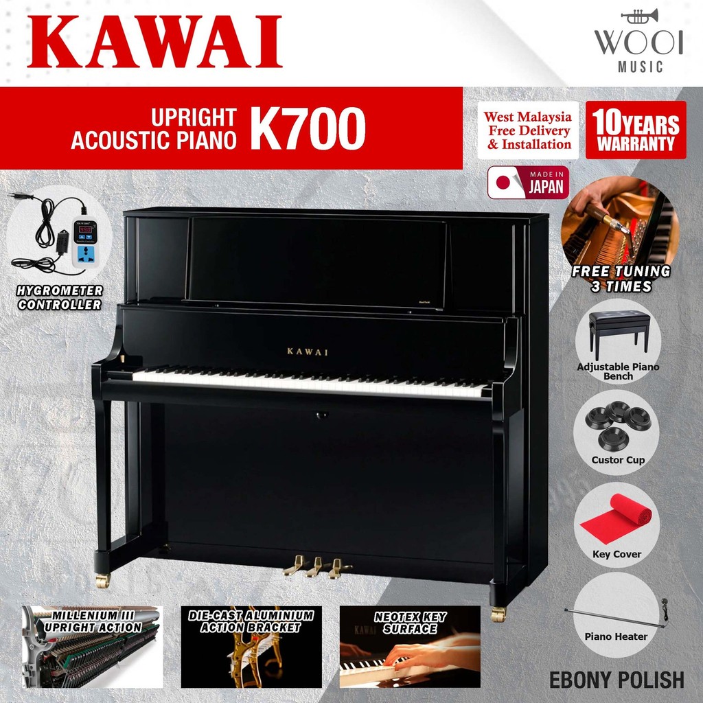 Kawai K700 Professional Acoustic Upright Piano - Ebony Polish (Made in Japan) | Shopee Malaysia