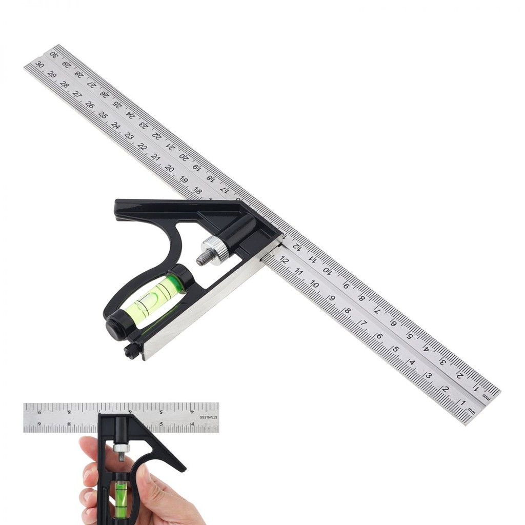 30cm / 12inch Metric & Imperial Scale 45 / 90 Degree Combination Angle ...