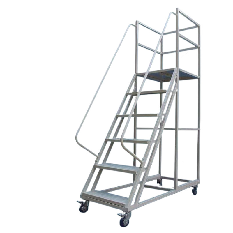 Climbing ladder supermarket workshop mobile step platform with wheels ...