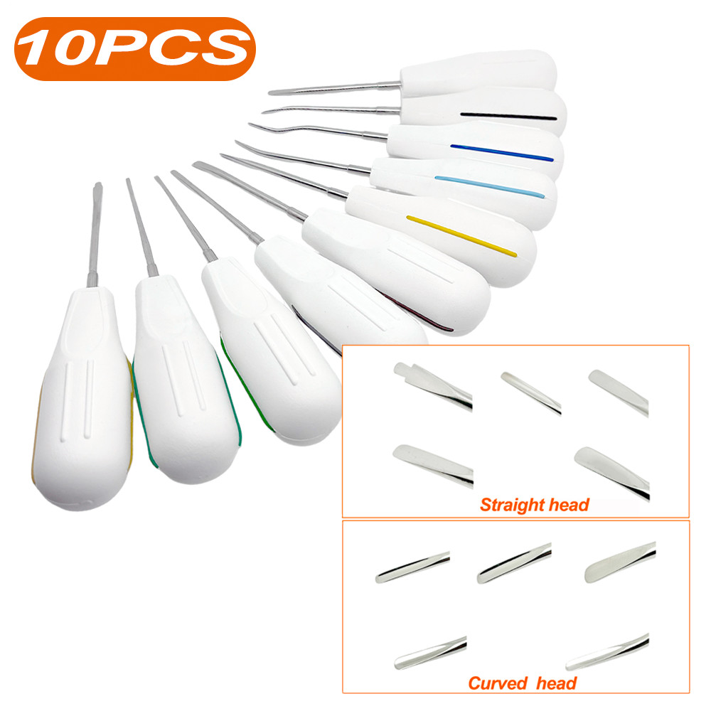 10Pcs/Set Dental Luxating Lift Curved Root Elevator Kit Dentistry ...