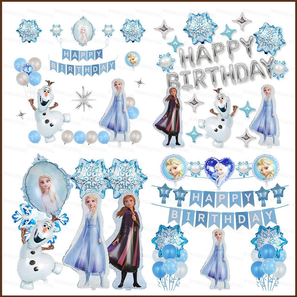 SQ2 Frozen Elsa Anna Olaf theme foil balloon set kids birthday party ...