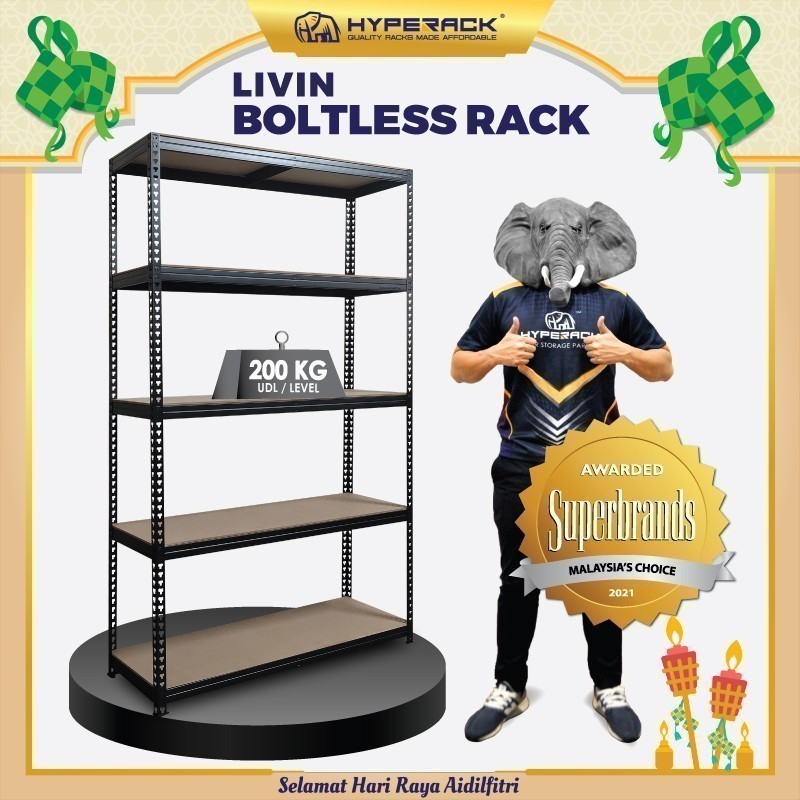 RACKSMORE Livin Rack Black Boltless Rack 5 Levels Shelf Rack Storage ...