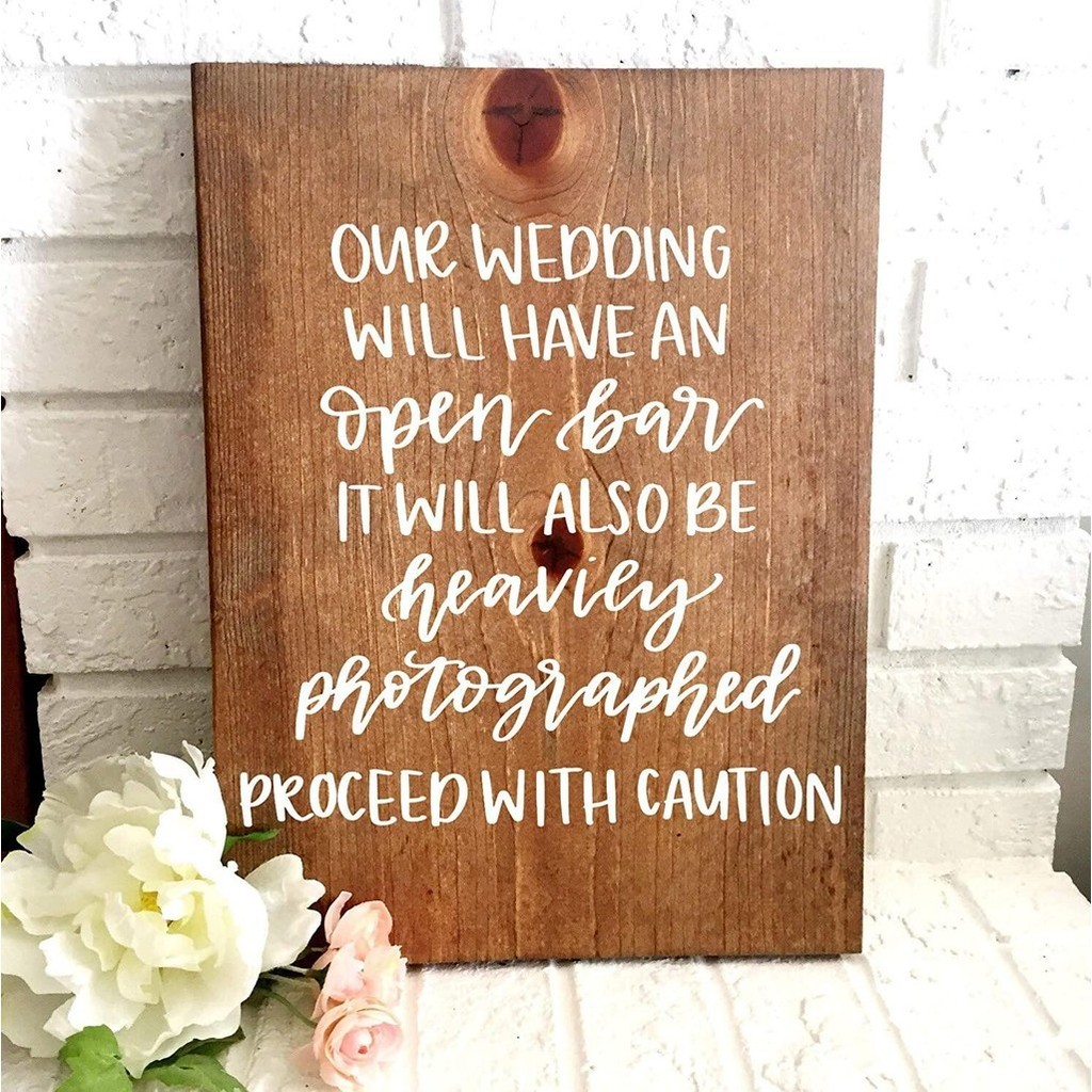 Diuangfoong Open Bar Wedding Sign Wood Sign Wooden Open Bar Sign Rustic ...