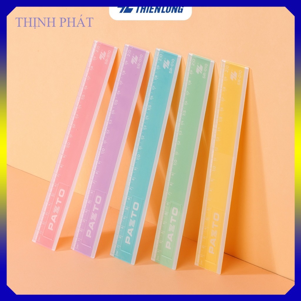 2 Pastel colored straight plastic rulers 20 cm long TL Pazto SR-010 ...