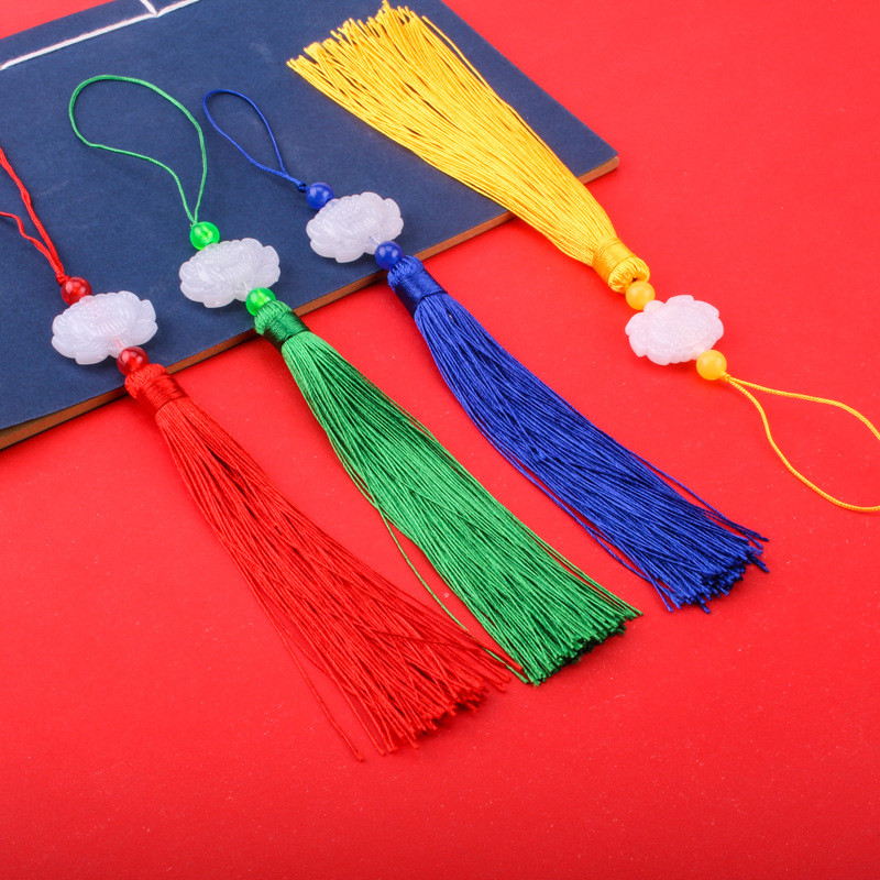 Double-sided White Jade Lotus Tassel Ear Cheongsam Hanfu Pressed Lapel ...