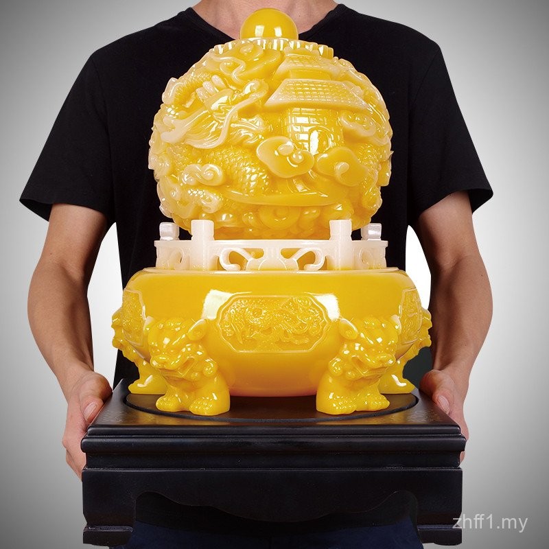 Fortune Nine Dragons Qiankun Cauldron Ornamen Saiz Besar Nasib Baik ...