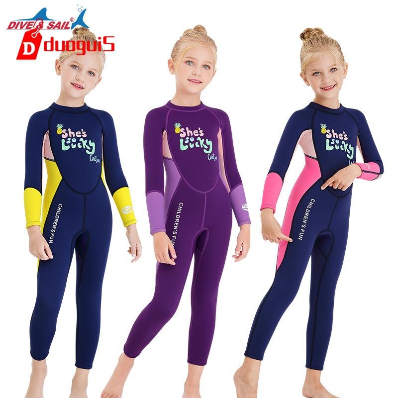 (Selangor stock 12h ship)For 14-50kg Girls Wetsuit Girls Diving Suit 2 ...