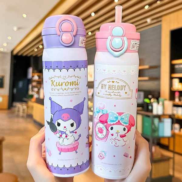 tumbler with straw tumbler tahan sejuk budak botol air tahan sejuk kuromi Sanrio Kuromi Children ...