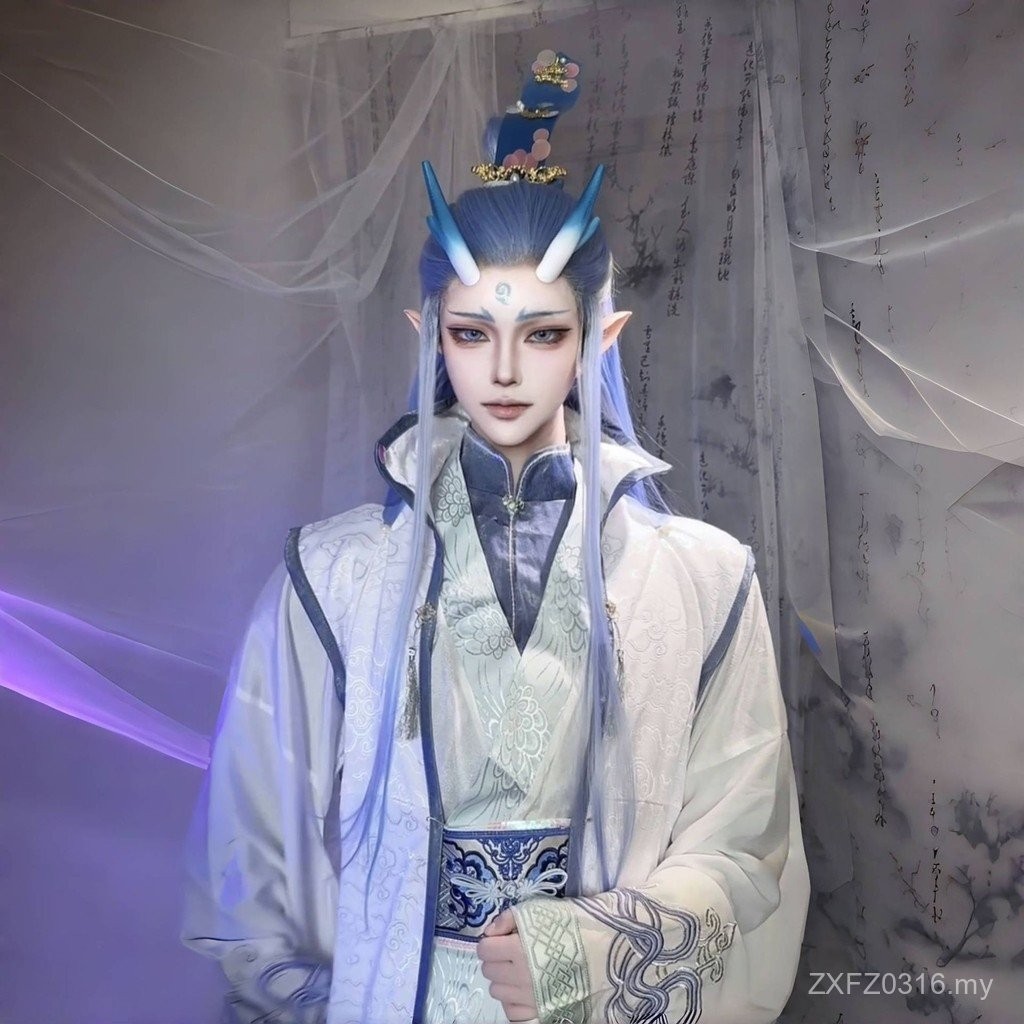 New cos Long Straight Hair Anime Lace Style Nezha 2025 Wig Full ...