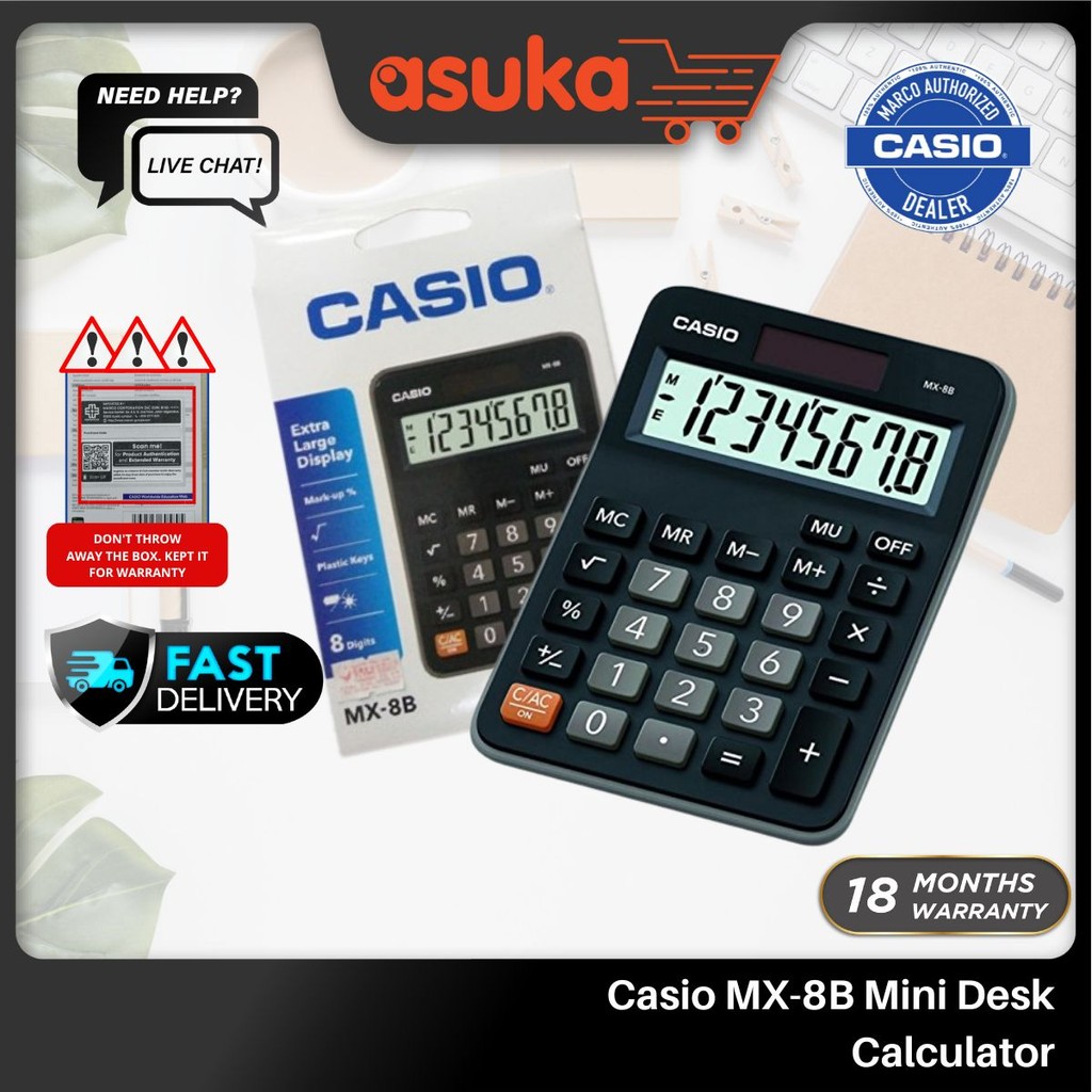 🔥READY STOCK🔥 Casio MX-8B Two-Way Powered Mini Desk Calculator (1 years ...
