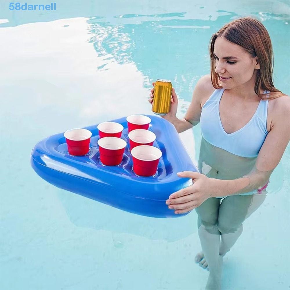 DARNELL Inflatable Triangle Cup Holder, PVC Interactive Float Beer ...