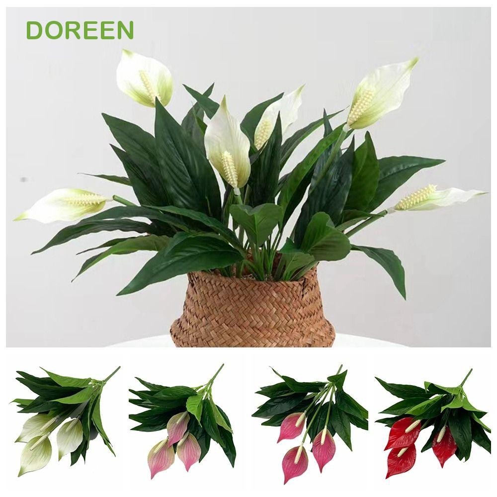 DOREEN Tropical Artificial Anthurium Plants, Flexible Colorful Fake ...