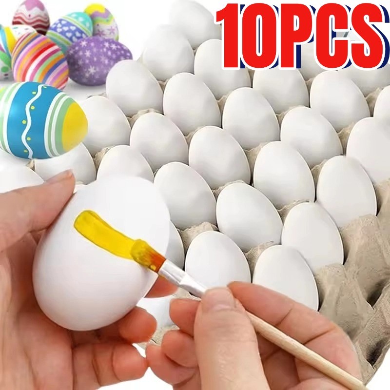 10Pcs Easter DIY Painting Eggs Plastic Simulation Graffiti Paintable ...