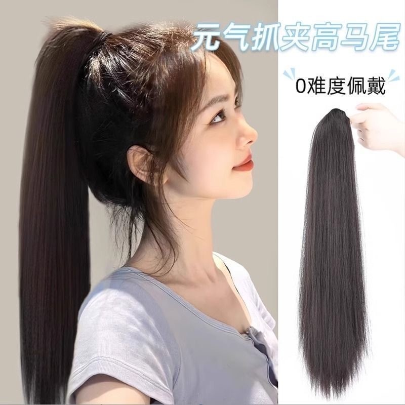 [Light High Ponytail] Wig Clip-on Straight Hair High Ponytail ...