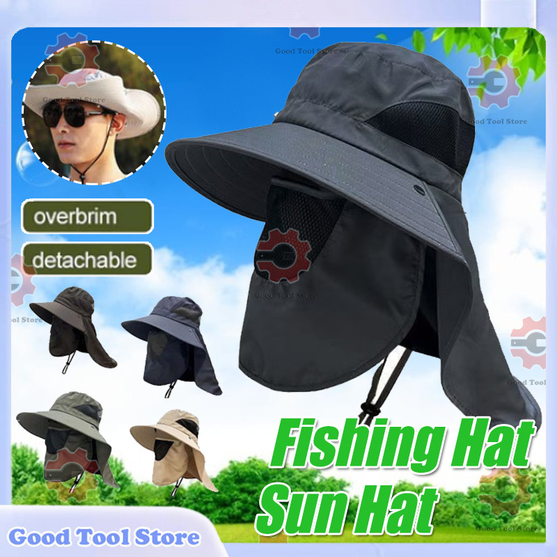 Sun Hat with Large Brim Fishing Hat Waterproof Full Face Cover Topi ...