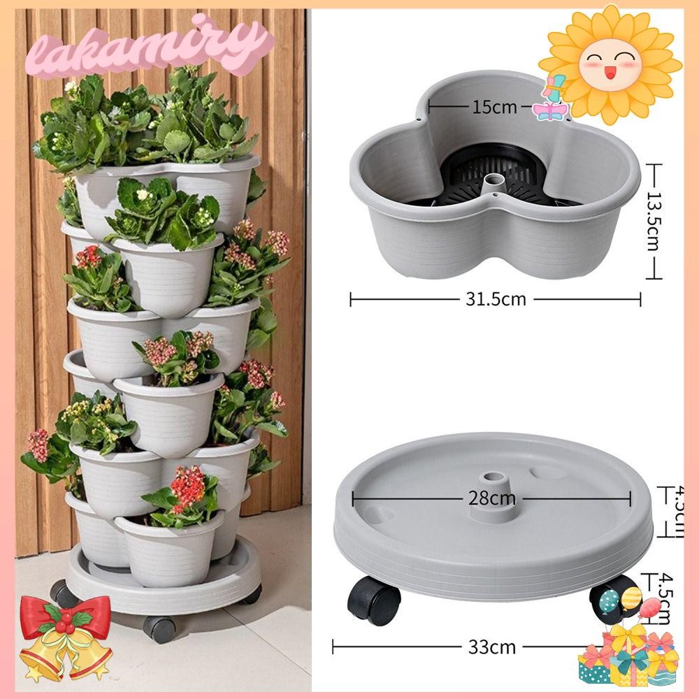 LAKAMIRY Stackable FlowerPot, Vertical Tower Plastic Flower Pot, Multi ...