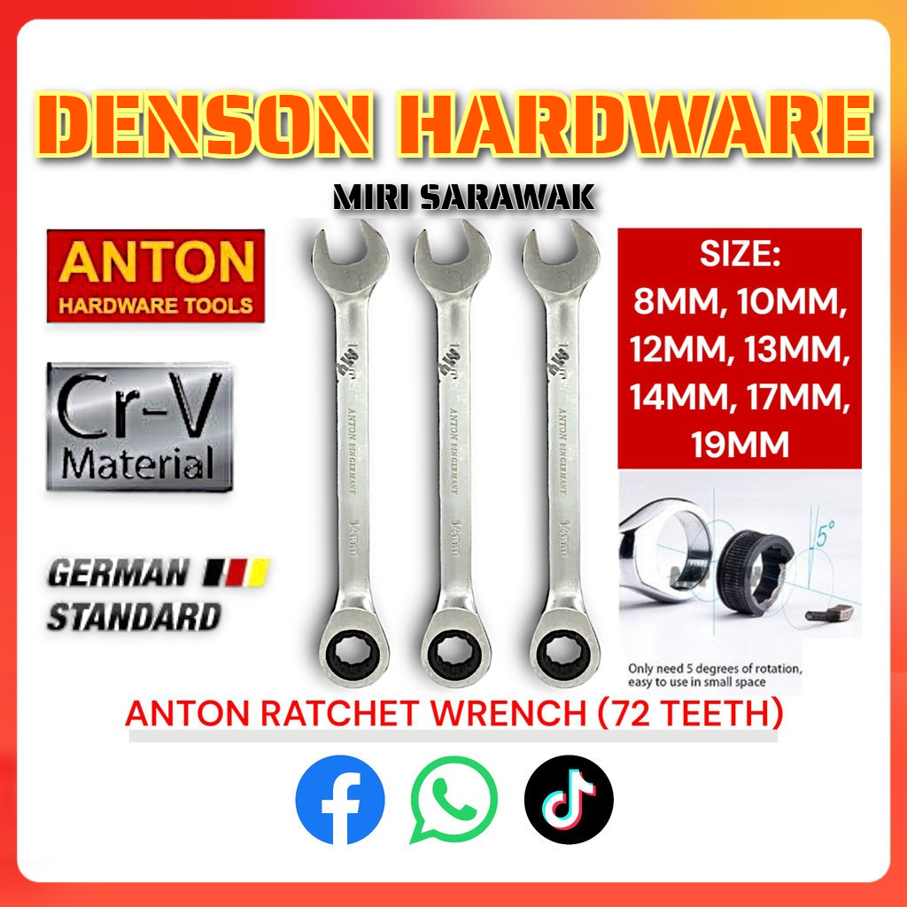 ANTON Ratchet Spanner Hand Tools Ratchet Spanner Wrench Chrome Vanadium ...