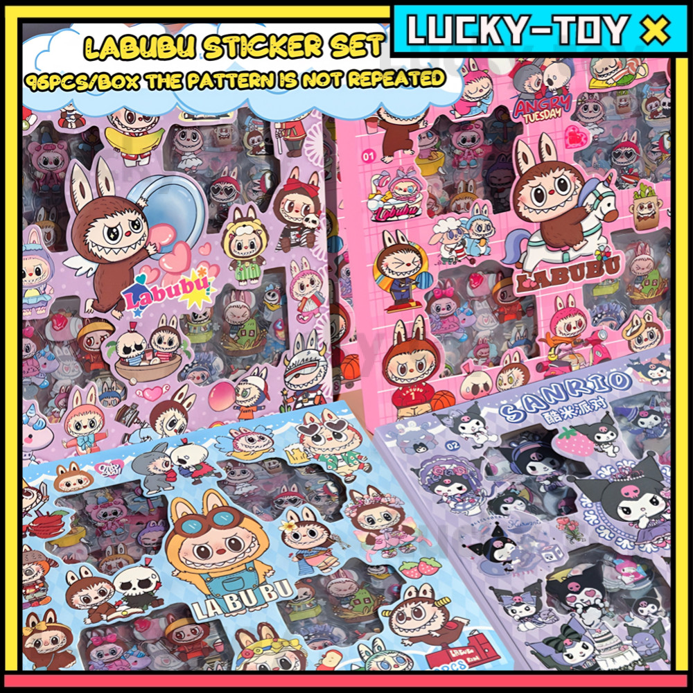 【ReadyStock 🇲🇾】96Pcs/Box Labubu Sticker Set Kuromi Cute Sticker Murah ...