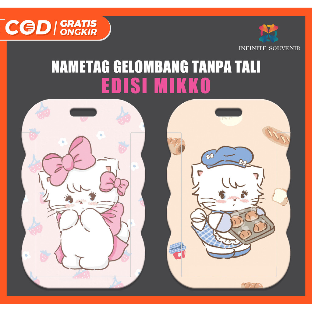 [N019] Mikko Motif WAVE ID CARD HOLDER / Cat Name Tag / Aesthetic - Without Strap | Shopee Malaysia