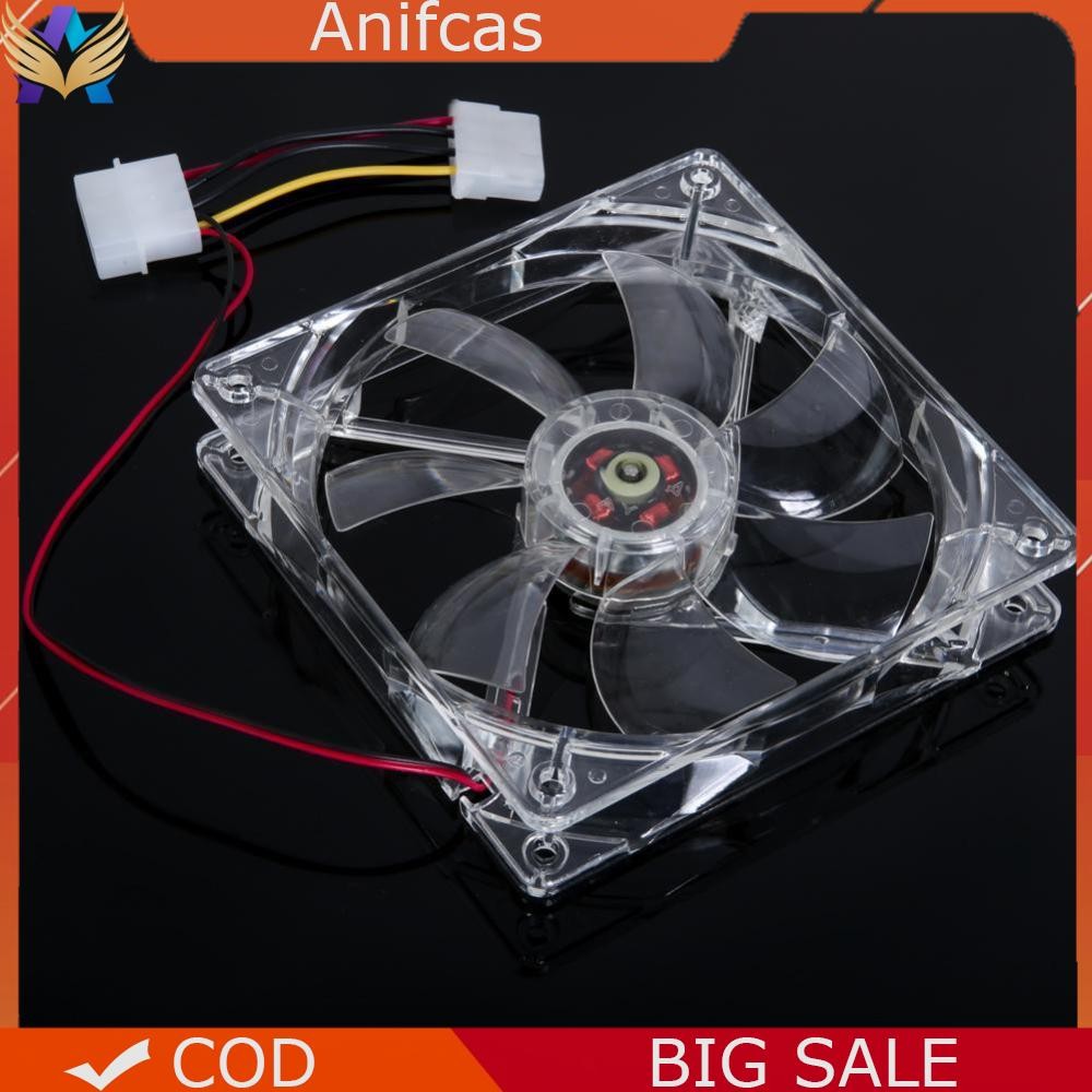 120mm PC Computer Clear Case Quad 4 LED Light CPU Cooling Fan 12cm ...