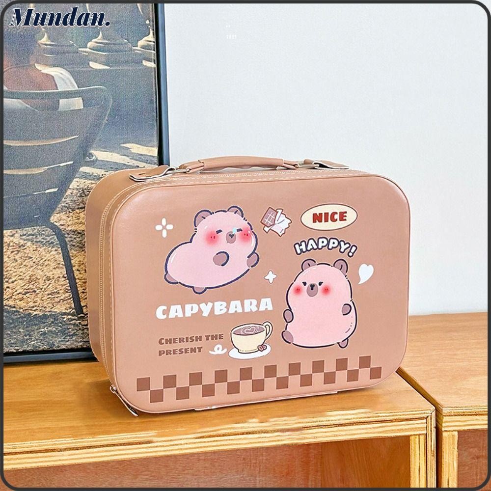 MUNDAN Makeup Box, PU Portable Capybara Storage Box, Cute Travel ...