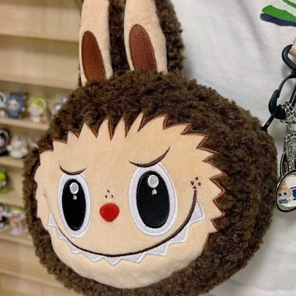Labubu Plush Crossbody Bag Cartoon Kawaii Popmart Brown Monster Kid ...