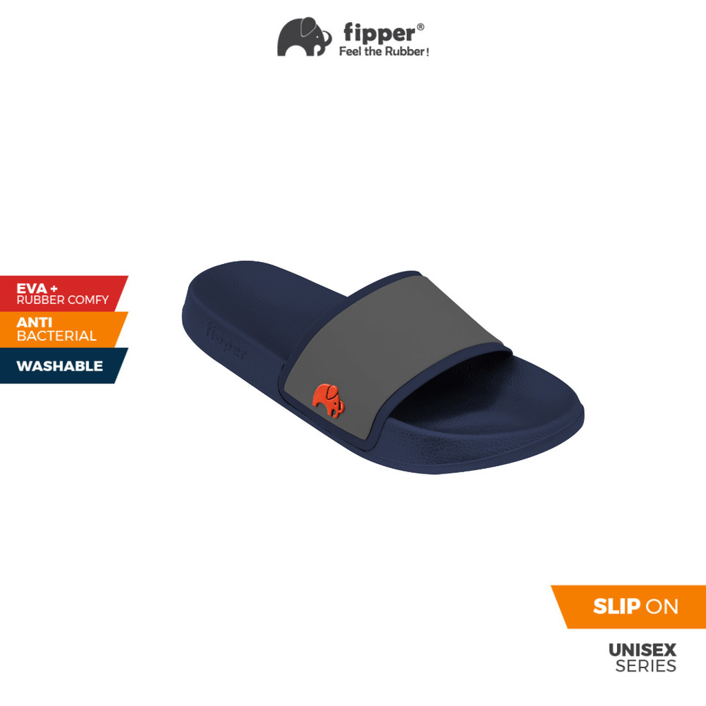 Fipper Siri Slip On Sandal Blue (Dark) / Grey (Light) / Orange ...